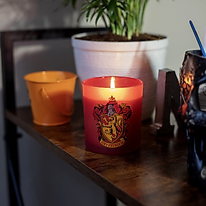 Harry Potter Gryffindor Candle, Large 8 oz - Amber & Vanilla Scented - Soy and Coco Wax in Glass Votive - Christmas Hogwarts House Gift for Teens, Men, Women, Adults