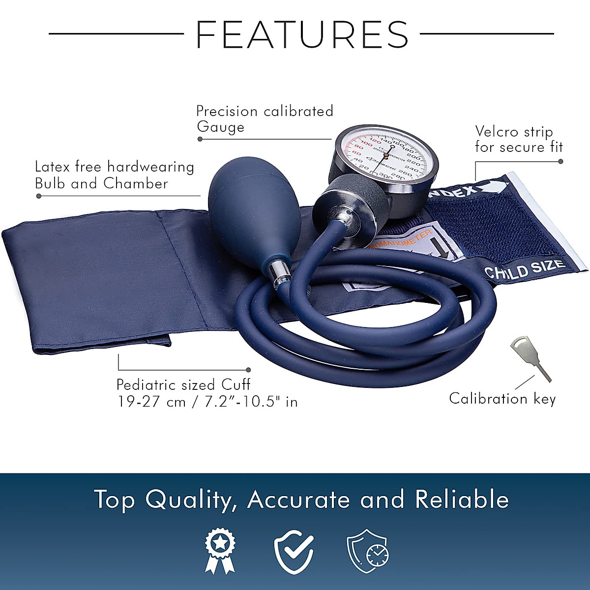 NOVAMEDIC Professional Pediatric Size Blood Pressure Machine and Stethoscope Set (Blue), Arm Cuff 7.2”-10.5”, Professional Aneroid Stethoscope BP Monitor for Emergency Medical Supplies +Carrying Case