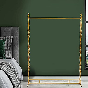 81"Retail Gold Clothes Racks for Boutique Wedding Dress Display Stand,Heavy Duty Commercial Garment Rack Rod, Large Metal Floor Standing Hanging Boutique Display Clothing Rack, MetalPipe Rack