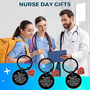 Sureio 72 Pcs Nurse Gift Include 24 Nurse Keychain with 24 Tassel Organza Bag and 24 Tag Thank You Gifts for Party(Black,Classic Style)