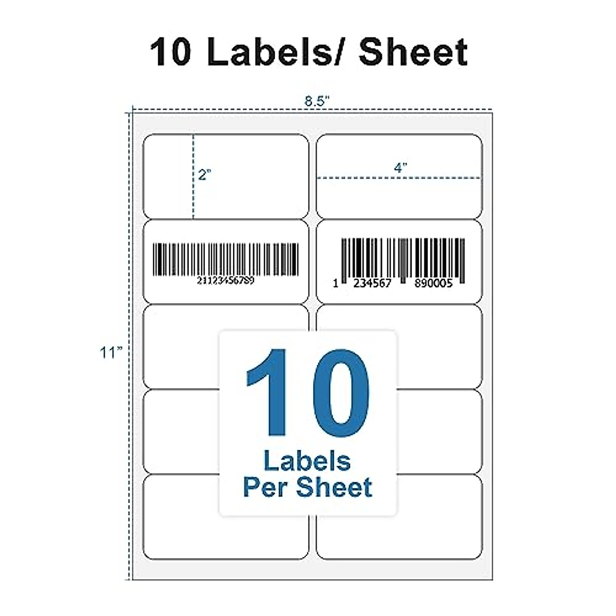 INJINEO Address Labels, 2" x 4" Shipping Address Labels for Inkjet & Laser Printers, Mailing Labels Compatible with 5163, 5263 and 8163 Labels, Easy to Peel (250 Labels, 25 Sheets)