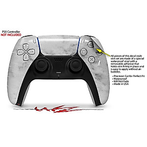 WraptorSkinz Skin Wrap compatible with Sony PS5 DualSense Controller Marble Granite 07 White Gray (CONTROLLER NOT INCLUDED)