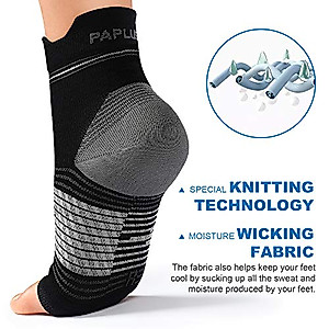 Plantar Fasciitis Sock (6 Pairs) for Men and Women, Compression Foot Sleeves with Arch and Ankle Support (Black, Large)