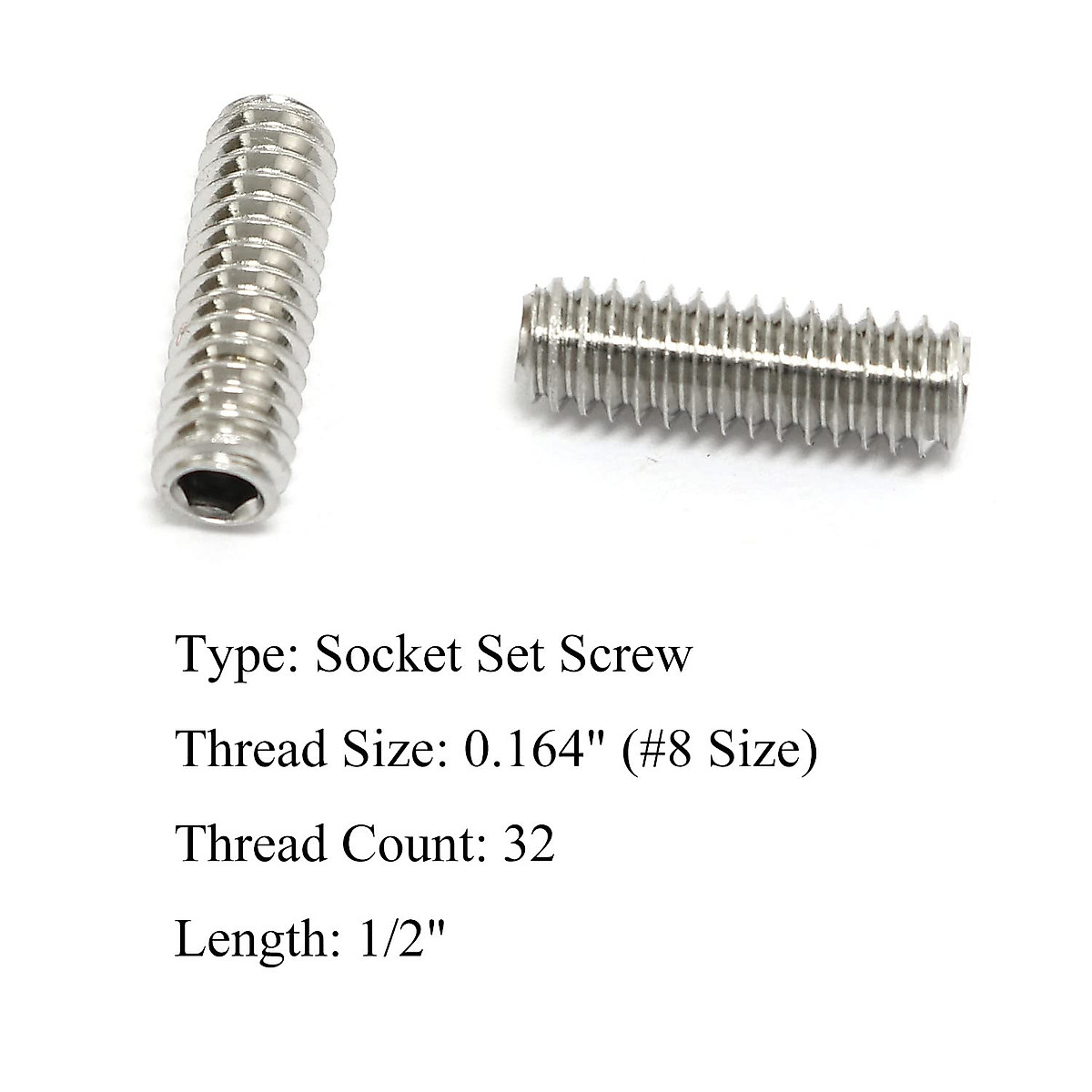 Pro Bamboo Kitchen 30pcs Socket Set Screws Stainless Steel American Standard Machine Headless Screw 8-32 x 1/2"