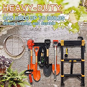 HYRIXDIRECT Garden Tool Organizer Garage Storage and Organizations Rack Wall Mount Rack Hanger for Garden Yard Shovels Rakes Brooms Hoses Organizer Heavy-Duty Design (Black)