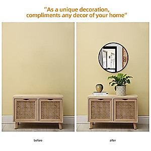 A.T.Lums 24 Inch Black Round Mirror, Wall Mounted Circle Mirror with Metal Frame, Suitable for Bathroom, Vanity, Entryway, Living Room, Wall Decor