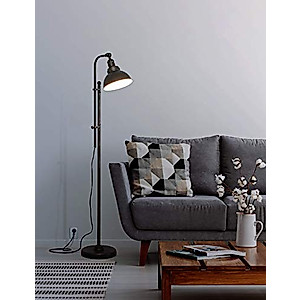 Brightech Dylan Industrial Floor Lamp for Living Rooms & Offices, Bright LED Floor Lamp – Charming Farmhouse Floor Lamp, Adjustable Head Standing Lamp for Bedroom Reading, Stunning Living Room Decor