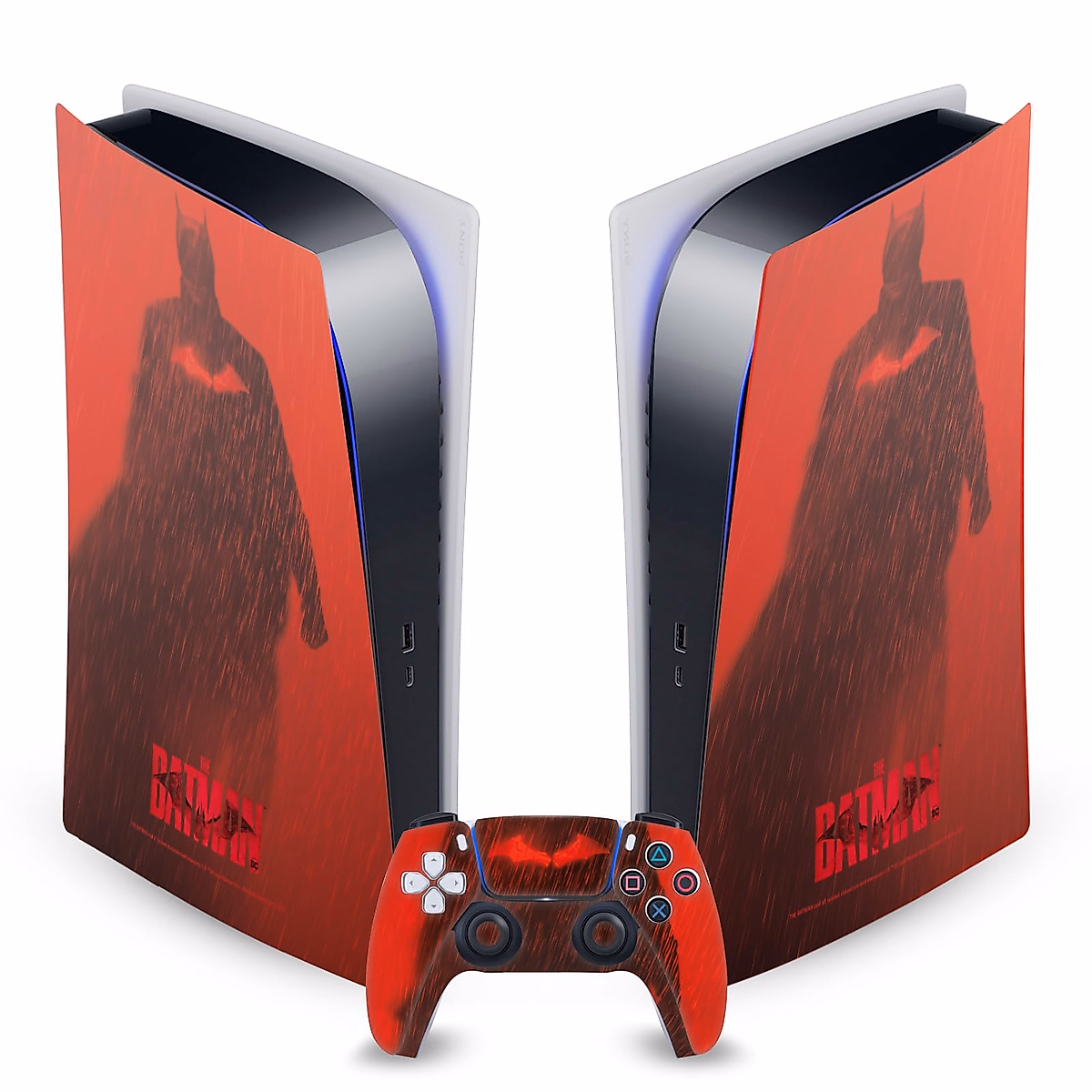 Head Case Designs Officially Licensed The Batman Red Rain Neo-Noir and Posters Vinyl Faceplate Gaming Skin Decal Compatible With Sony PlayStation 5 PS5 Digital Edition Console and DualSense Controller