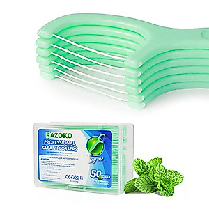 Dental Floss Picks Extra Strong Flosser Pick Toothpicks Fresh Mint 200 Count