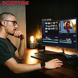 Sceptre Curved 27" FHD 1080p Gaming Monitor up to 165Hz DisplayPort 144Hz HDMI Edge-Less AMD FreeSync Premium, Build-in Speakers Machine Black 2021 (C275B-1858RN)