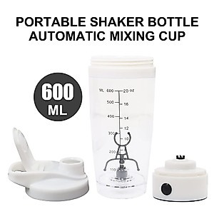 KesaPlan Self Mixing Mug Electric Protein Shaker Bottle, Protein Shaker Cup, 25 oz High-Torque Battery-Powered Blender Shake Bottle,Portable,Self-Stirring Mug for Various Powder (White)
