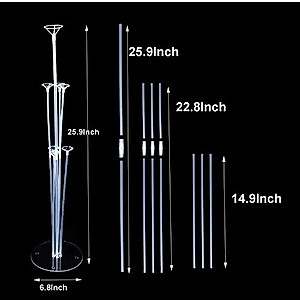 10 Sets of Balloon Stand Kits 28'' balloon base, Reusable Balloon Column Stand kit for Table, Tie Tool, Flower Clips, for Birthday Wedding Party Decorations (10 set)