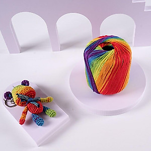 50g/Ball Colorful Lace 100% Cotton Yarn Segmental Dyeing Gradient Yarn DIY Hand Knitting Crochet Garment Doll Lace Yarn (Color : 1PC 756)