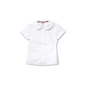 French Toast Girls' Short Sleeve Peter Pan Blouse, White, 16