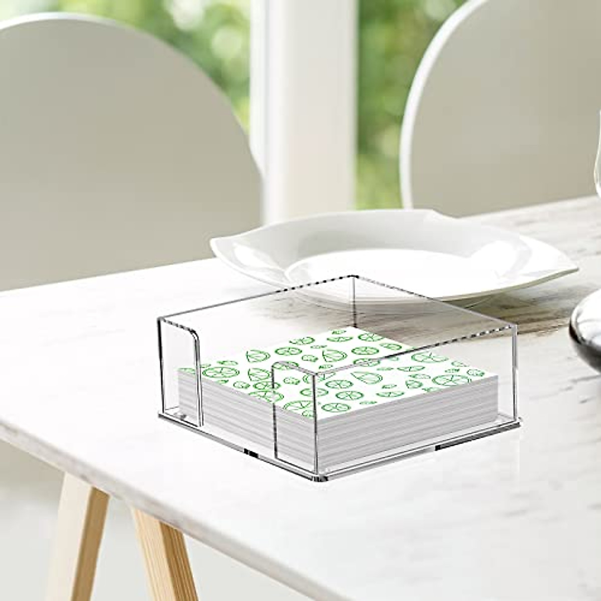 MaxGear Acrylic Cocktail Napkin Holder for Table, Clear Napkins Holder, Beverage Napkin Holders Modern Buffet Paper Napkin Caddy for Bar, Party, Dinner, Kitchen & Dining Room, 5.5 x 5.5 inches