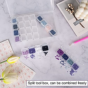 5D Diamond Painting Storage Containers,2 Packs 28 Grids,Diamond Painting Box and100 Number Label (M-2)