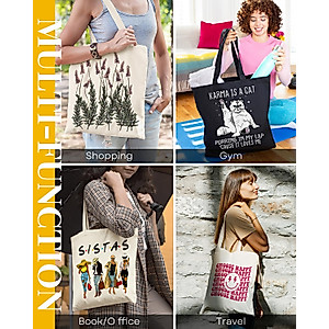 AUSVKAI Canvas Tote Bag Aesthetic Cute For Women Y2K Book College Grocery Bag Cotton Cloth Beach Totes Gift For-I'm with Banned Book
