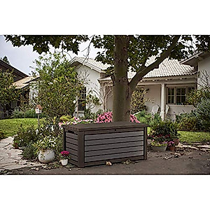 Keter 165 Gallon Weather Resistant Resin Deck Storage Container Box Outdoor Patio Garden Furniture, Brown