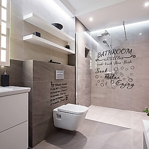 4 Pieces Bathroom Wall Decals Sticker Toilet Rules Soak Relax Enjoy Bathroom Rules Wash Your Hands Love Mom Wall Quote Saying Stickers Vinyl Wall Art Decor for Home Restroom (Black)