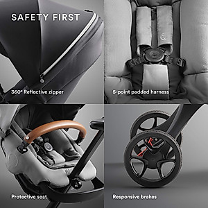 Stokke Xplory X, Ruby Red - Luxury Stroller - Adjustable for Both Baby & Parents’ Comfort - Padding, Harness & Reflective Zipper for Added Safety - Folds in One Step