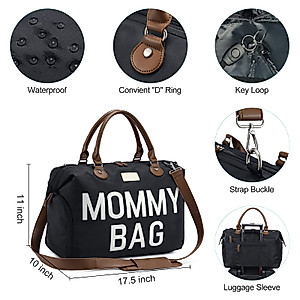 Sucipi Diaper Tote Bag,Hospital Bag,Mommy Bag for Hospital,Large Capacity Waterproof Multifunctional hospital bags for labor and delivery Baby Tote Bag for Baby Care (Black)