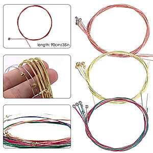 3 Sets Acoustic Guitar Strings Replacement Steel Guitar Strings (Gold, Brass, Multicolor) with 4 Pieces Celluloid Guitar Picks,Guitar String Winder Guitar Kit for Guitar Beginners Performers