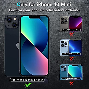 Temdan for iPhone 13 Mini Case [Military Grade Drop Protection] [Tempered Glass Screen Protector] Non-Slip Heavy Duty Full-Body Shockproof Phone Case-Black