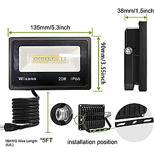 RGB Flood Light Outdoor, 20W Smart WiFi Flood Light Work with Alexa, Color Changing RGBCW Party Stage Uplight Wall Washer Landscape Deco Light for Patio Tree Garden Christmas (US 3-Plug, 2 Pack)