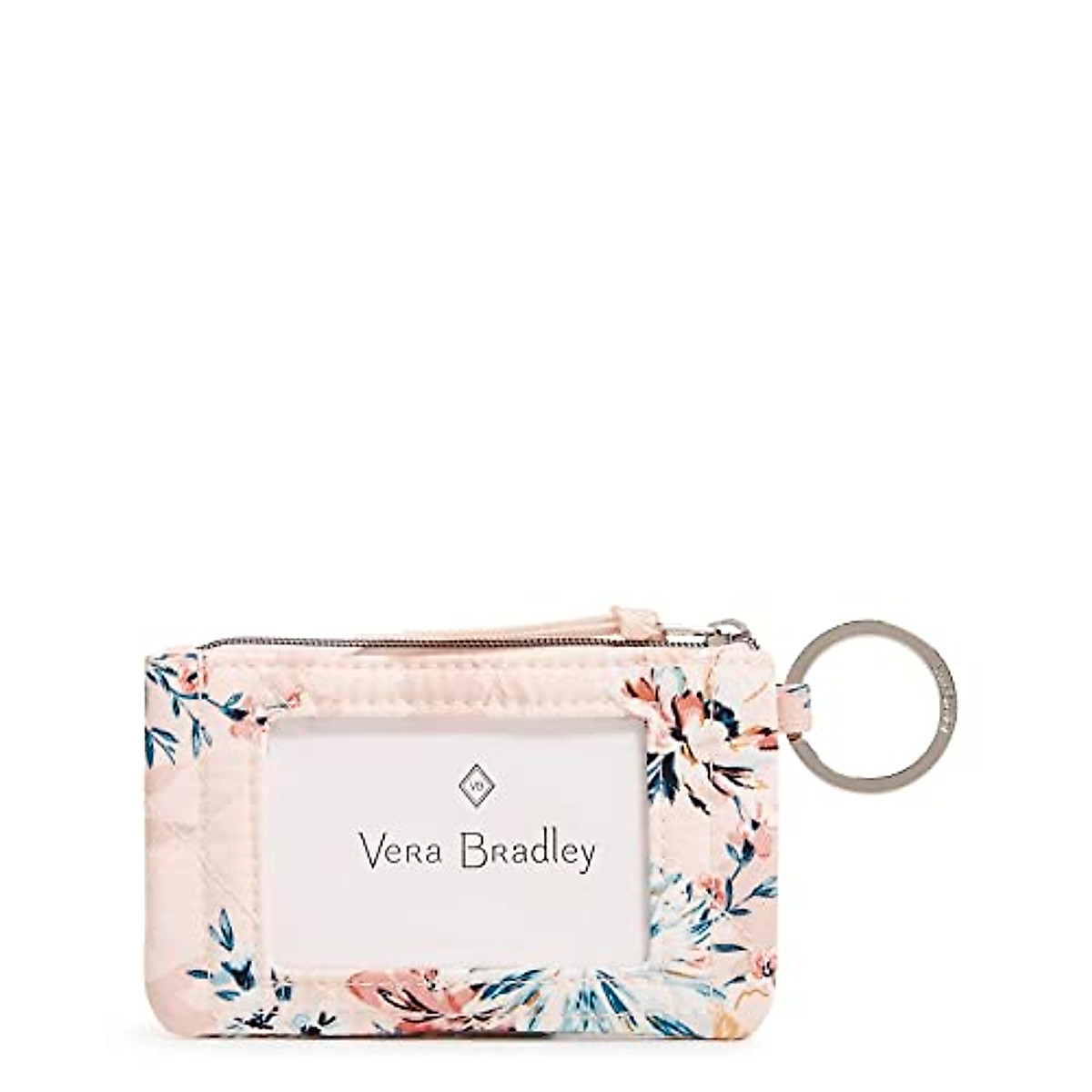 Vera Bradley Women's Performance Twill Zip ID Case Wallet, Peach Blossom Bouquet, One Size