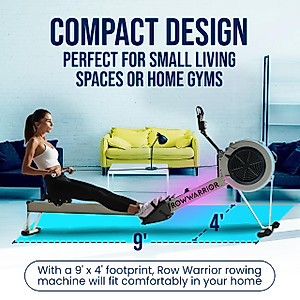 Row Warrior Air Rowing Machine | Foldable Gym-Quality Row Machine | 10- Damper Levels Cardio Machine for Full-Body Workout | Rowing Machine for Home Use with LED-Monitor | Rower Machine for Home Gym
