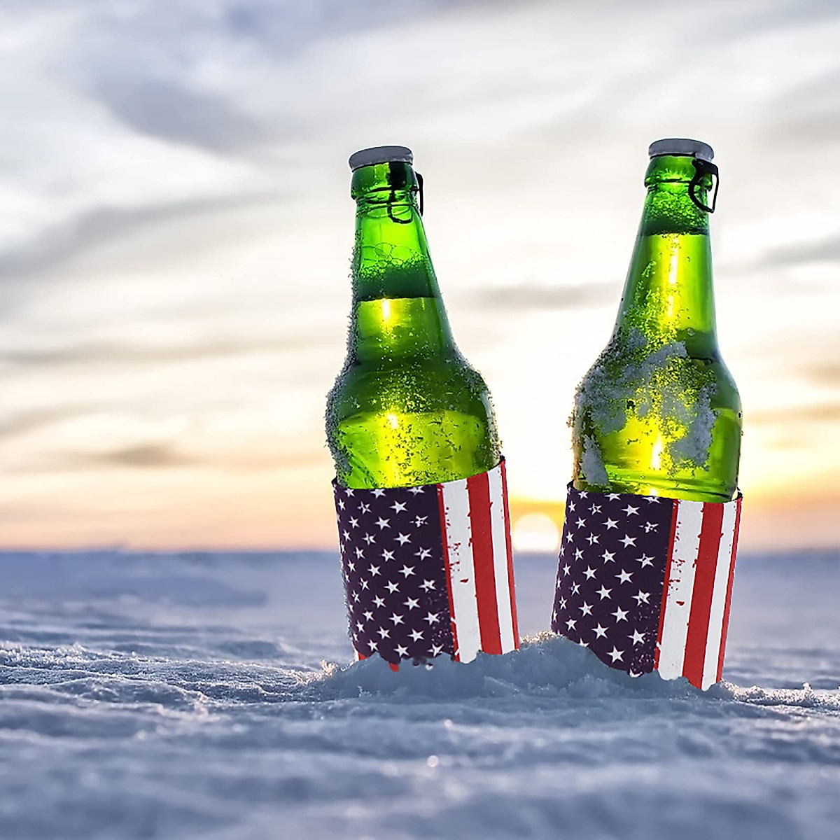 Grehge 16 Pcs American Flag Beer Can Coolers 17 Oz Independence Day Collapsible Soda Cover Coolies Patr Beauty Cleansing Brush Facial Scrub,Beauty Cleansing Brush