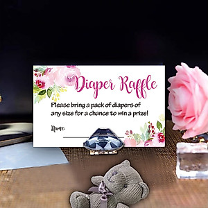None Brand Floral Diaper Raffle Tickets, Baby Shower Invitations Insert Cards, Baby Shower Game (50 Pack)