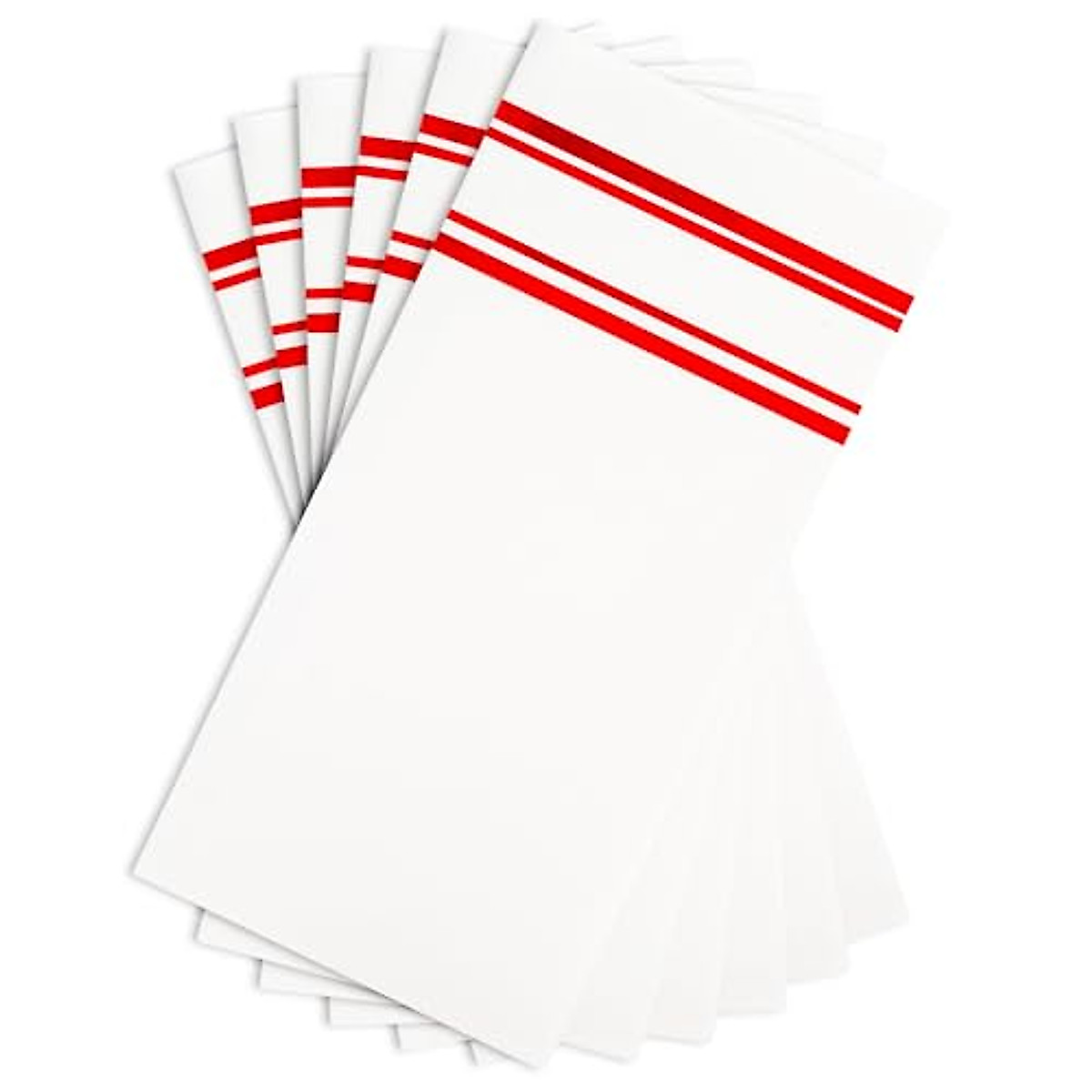 Fanxyware Shiny Red on White Disposable Dinner Napkins, Feels Like Linen, Soft Fluff Pulp Paper - 50 Pack, 8.5" x 4" - Style Name: Parallel Shine