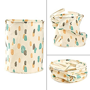 Collapsable Canvas Fabric Laundry Baskets,Clothes Hamper for Kids Bedrooms,Dirty Laundry Basket with Easy Carry Handles for Clothes Toys Collection,17.3(H)X13.8(D)