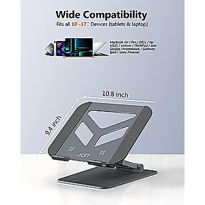 JCZT Adjustable Laptop Stand for Desk [Lift Up to 20'' ], Ergonomic Laptop Riser Converter, AluminumComputer Stand for MacBook Air Pro, HP, Dell, All 10-17 Inch Laptops