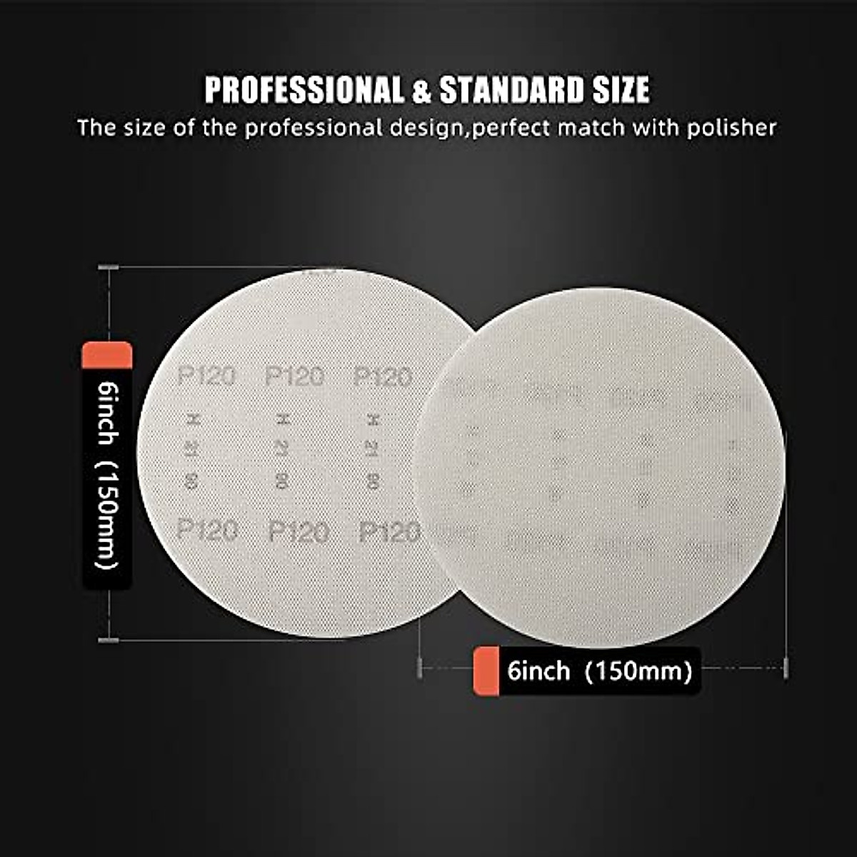 Mesh Sanding Discs - 50Pcs 80/120/180/240/320 Grit 6Inch 150mm Mesh Abrasive Dust Free Sanding Discs Hook and Loop with Assorted Grits Orbital Sander, for Woodworking, Drywall Sanding, Polishing