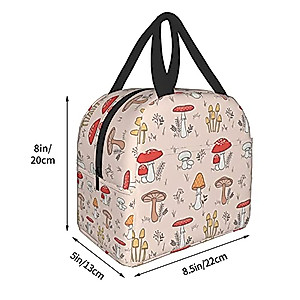 Insulated Lunch Bag Women Girls, Cute Reusable Tote Lunch Box for Kids & Men, Leakproof Cooler Lunch Bags for School Work Office Travel Picnic (Pink Mushroom)