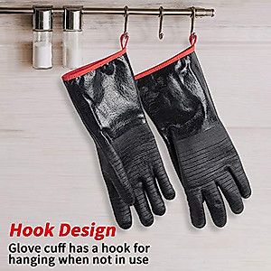 Rayocon BBQ Grill Gloves 932°F Heat Resistance Barbecue Grilling Gloves Smoker Kitchen Oven Mitts Cooking Gloves for Turkey Fryer/Smoking/Baking/Welding/Frying(14 INCH)