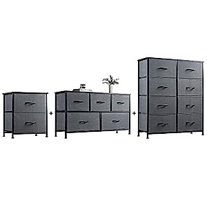 WLIVE 2 Drawer Nigjtstand, 5 Drawer Dresser and 8 Drawer Dresser Set, Storage Tower, Organizer Unit for Bedroom, Hallway, Entryway, Closets