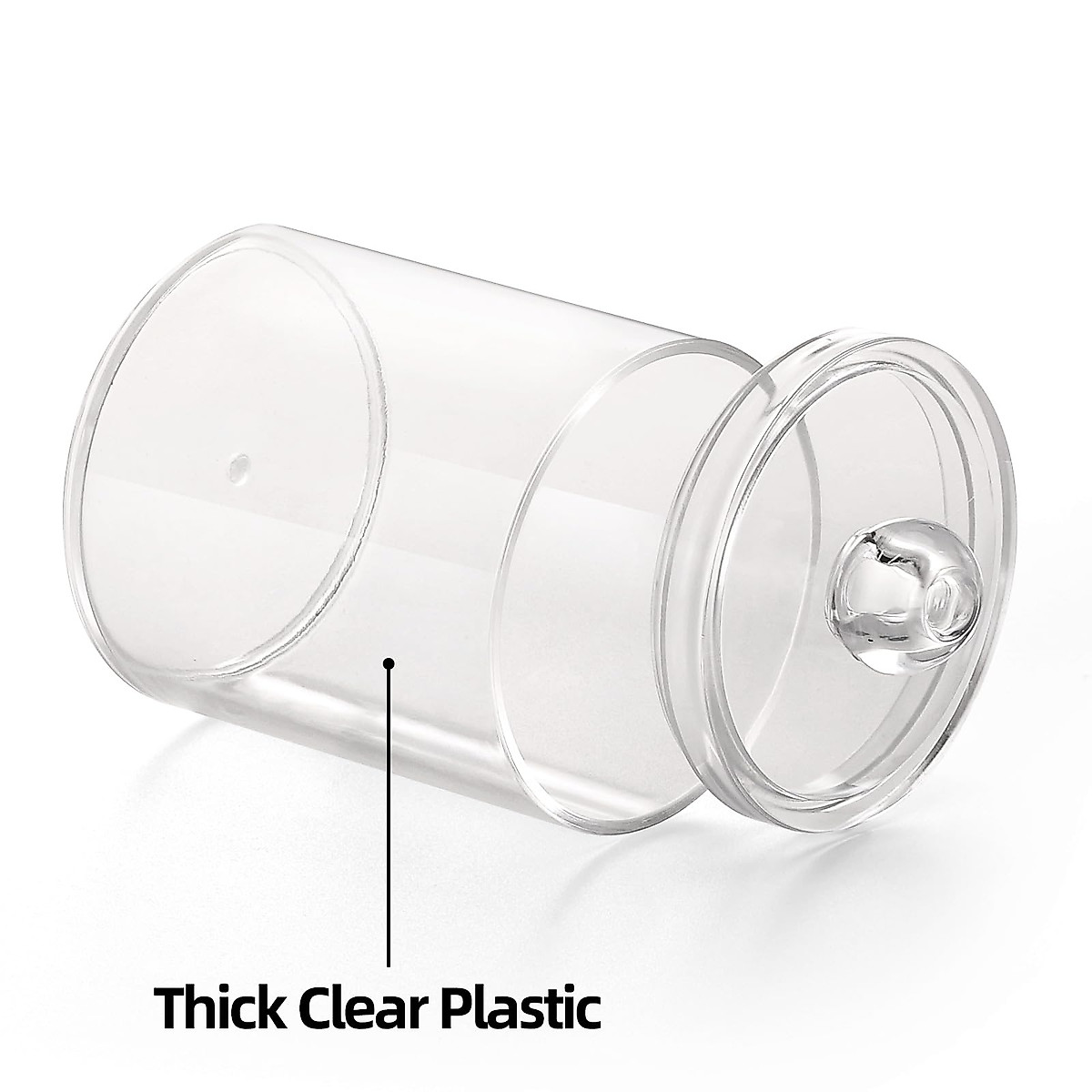 Tbestmax 8 Pack Qtip Holder Dispenser - Bathroom Containers Plastic Apothecary Jars with Lids Organizer for Cotton Ball, Cotton Swab, Floss, Clear