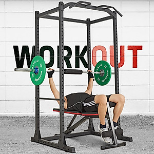 papababe Power Cage, Squat Rack 1200lb Capacity with 2 Extra J-Hooks for Strength Training