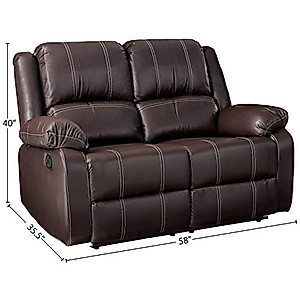 ACME FURNITURE Zuriel Brown Faux Leather Reclining Loveseat