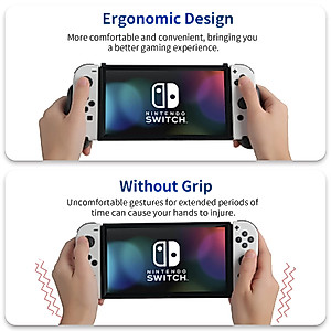 Hosanwell Hand Grip Compatible with Nintendo Switch/OLED - Comfortable & Ergonomic Hand Grip, Joy Con & Switch Accessories - Black [2 Thumb Caps Included]