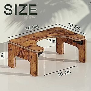 AmazerBath 7 Inches Folding Toilet Stool for Adults, Rustic Brown Wooden Collapsible Poop Stool with Anti-Slip Strip, Pooping Stool for Bathroom