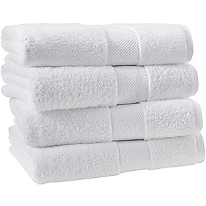 Amazon Aware 100% Organic Cotton Plush Bath Towels - Bath Towels, 4-Pack, White