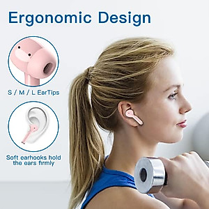 ANTSONIC Wireless Earbuds,Bluetooth Headphones 5.1, Active Noise Cancelling Headphone, with Charging Case,Touch Control, 40 Hours Playback - Pink