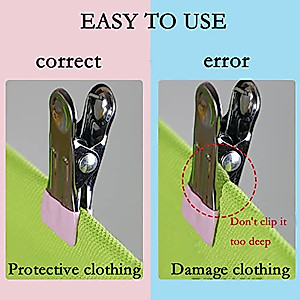 Clothes Pins for Hanging Clothes Clothespins - Colored Heavy Duty Clothespins for Clothesline, Stainless Steel Metal Clips for Clothes, Socks, Towel, Photo, Snack, 30 Pack