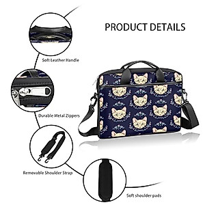 Floral Cats Laptop Computer Bag Waterproof Shoulder Messenger Bag 13-15 inch Durable Laptop Tote Bag with Shoulder Strap Handle Lightweight Crossbody Briefcase