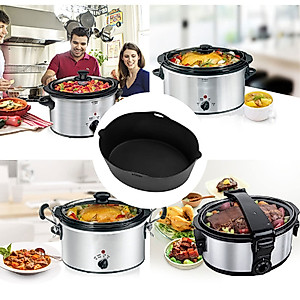 Horuhue Silicone Liners Fit for Crock Pots/Slow Cookers 7-8 Quart, Slow Cooker Divider Insert Compatible for Crockpot Liner, Reusable/BPA Free/Leakproof/Cooking Accessories for Oval Crockpots