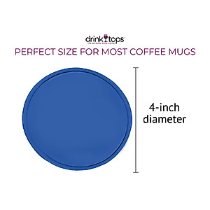 Drink Tops Tap and Seal Coffee and Tea Covers - Gently Suctions to Mugs to Keep Drinks Warmer Longer and Reduce Splashing - BPA Free Silicone Coffee Mug Cover - 4pk - Silo